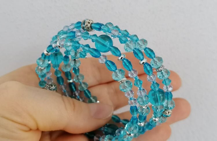 Memory Wire Bracelet. Beaded Wrap Bracelet Bohemian - Etsy