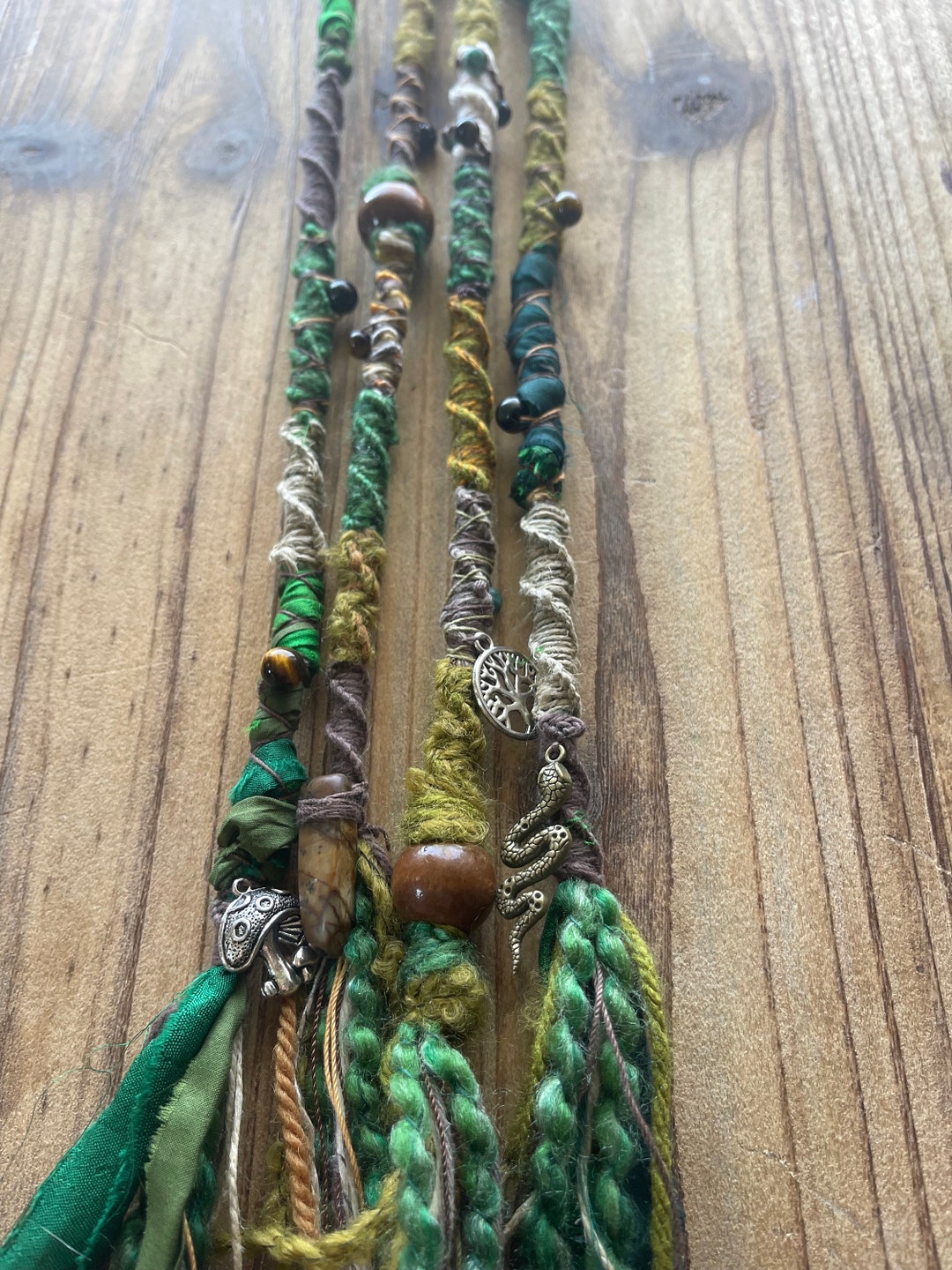 Macrame Boho Hair Wrap Yarn Dreadlock Decoration for Hair Forest Theme ...