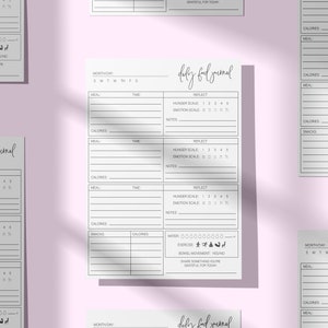 Mindful Eating Journal Printable, Intuitive Eating Journal, Daily Food ...