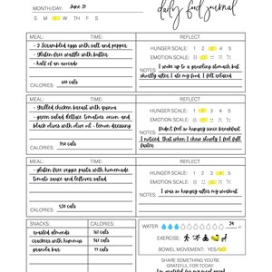 Mindful Eating Journal Printable, Intuitive Eating Journal, Daily Food ...