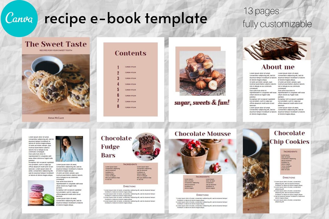 Recipe Ebook Template, Recipe Template, Cookbook Template, Recipe Ebook ...