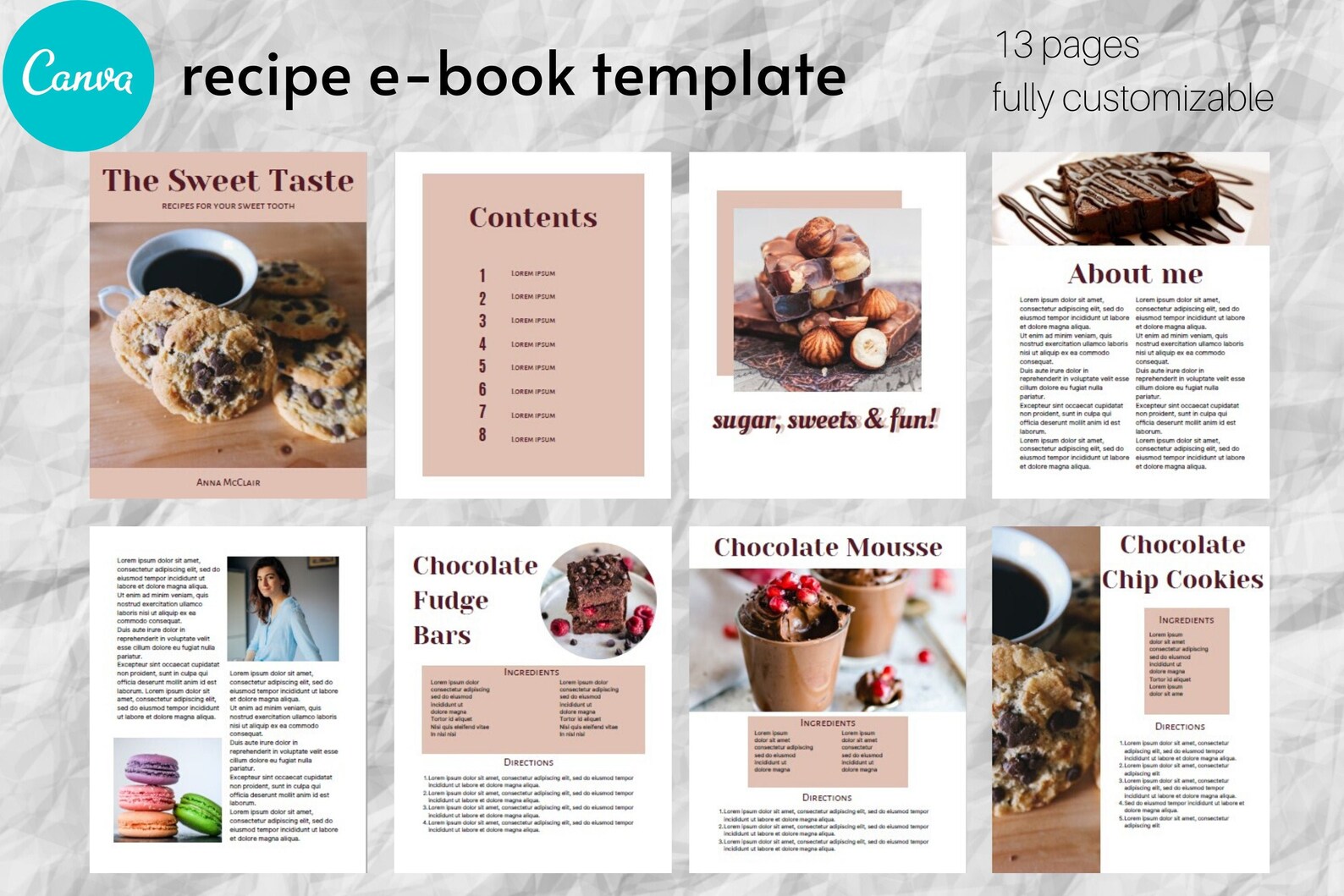 Recipe Ebook Template, Recipe Template, Cookbook Template, Recipe Ebook ...
