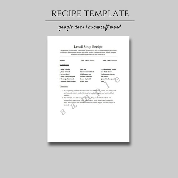 DIY Recipe Book Microsoft Word Google Doc Kitchen Printables Binder ...