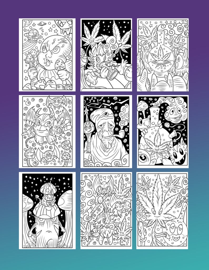 Stoner Things, Stoner Coloring Book, Printable Adult Coloring Book ...