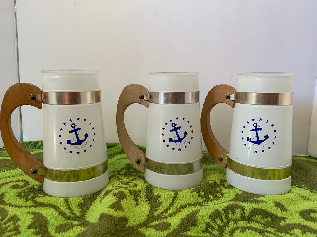 Siesta Ware Mug Set Nautical Theme Siestaware Anchor Glasses Wood ...