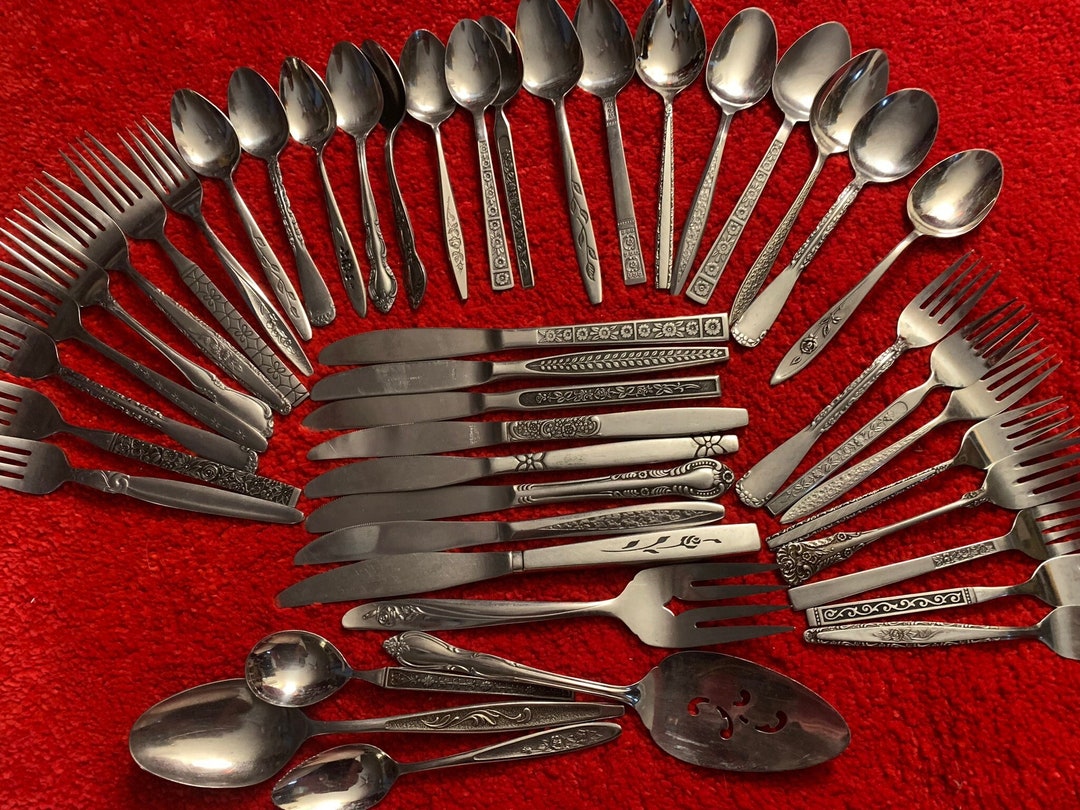 The Ultimate Floral Mismatched Flatware Set!! 45 Piece Vintage ...
