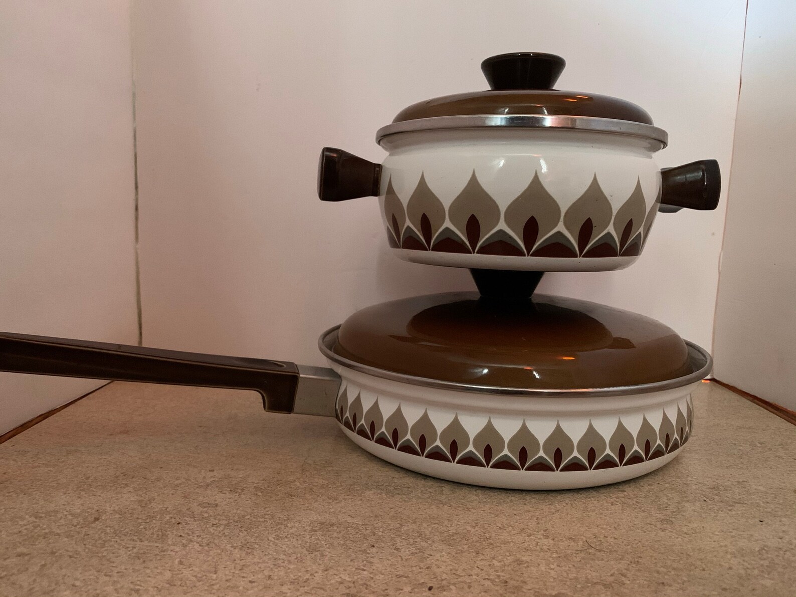 Mid Century Modern Enamelware Set Baumann Germany Enamel Skillet and ...