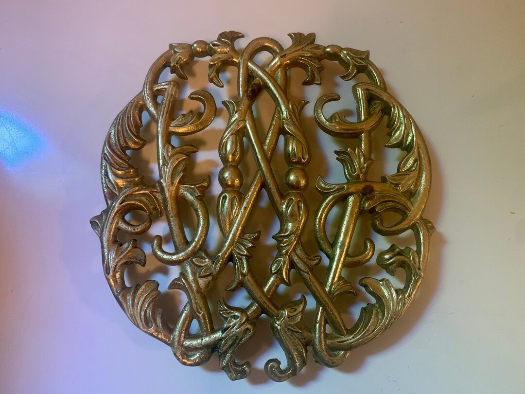 Beautiful Vintage Colonial Williamsburg Cipher Cast Brass Trivet ...