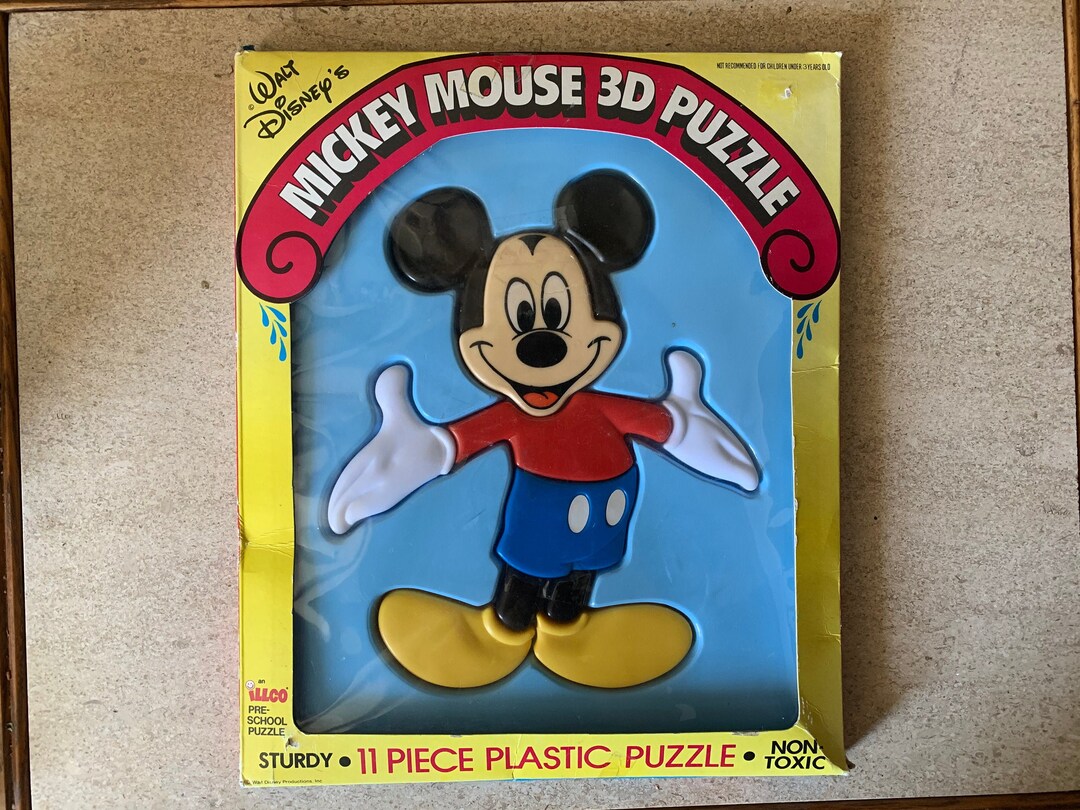 Vintage Mickey Mouse Puzzle in Original Box Illco 3D Puzzle Pre-school ...
