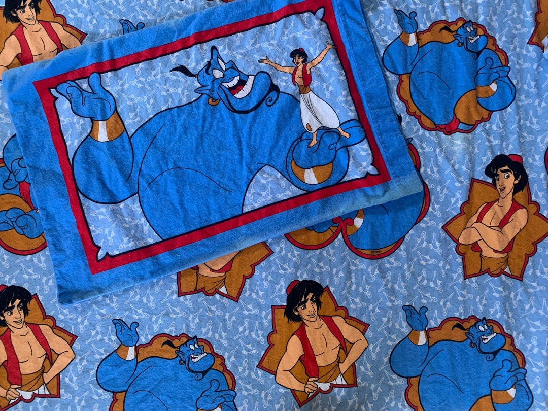 3 Piece Vintage Disney Aladdin Sheets Set Fitted, Flat, and Pillowcase ...