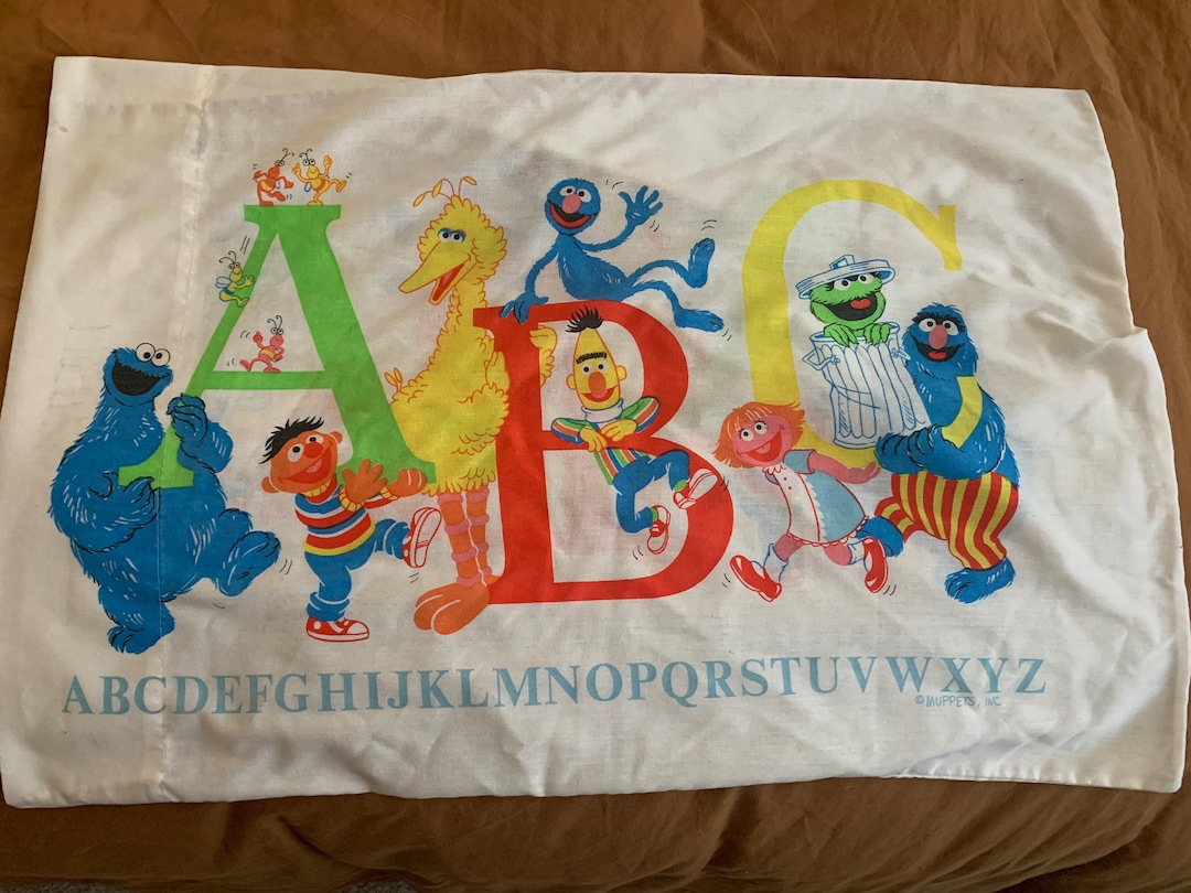 Adorable Vintage Sesame Street Alphabet Children's Pillowcase Standard ...