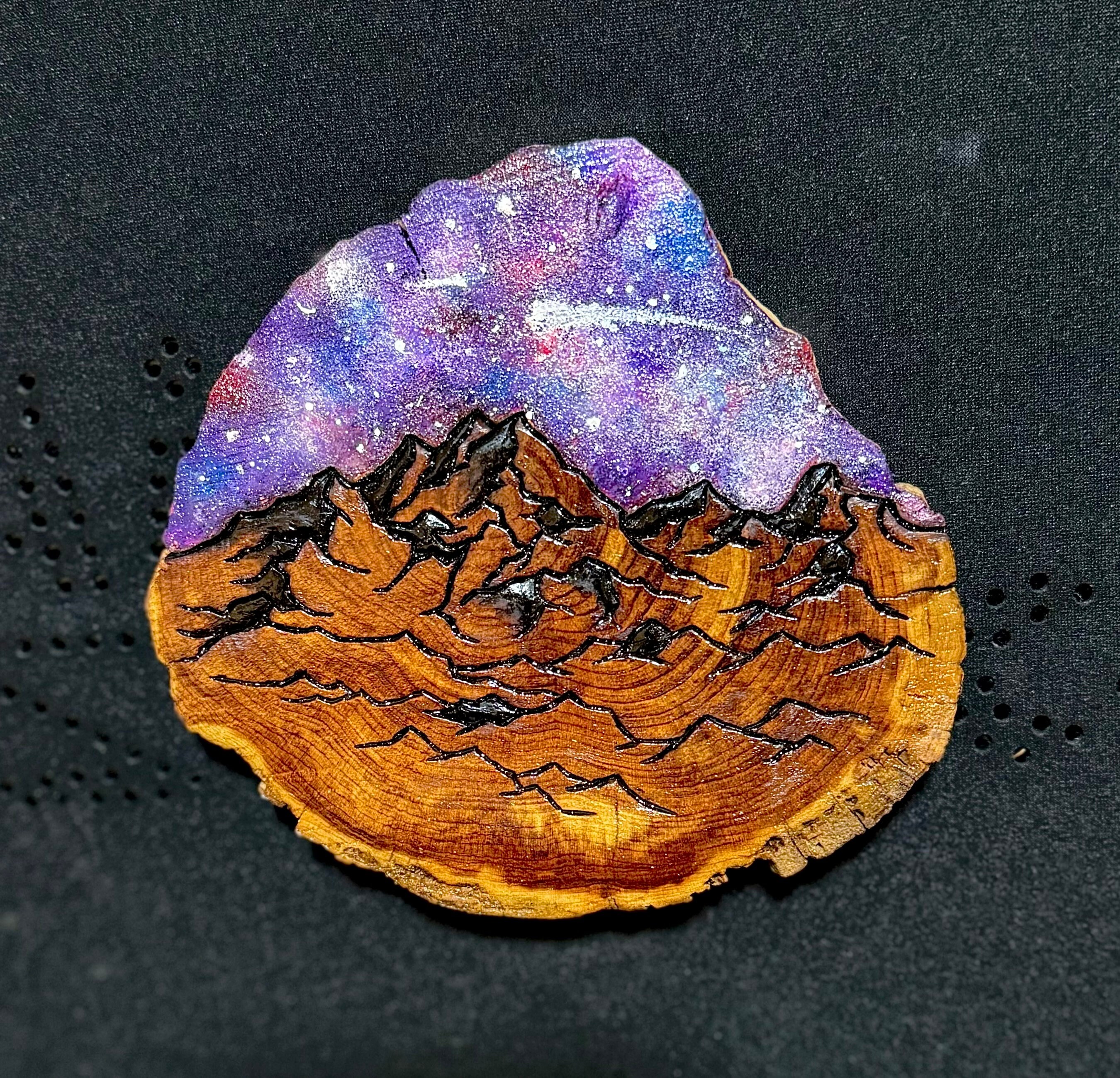 Wood Burned Starry Night Mountain Scene - Etsy