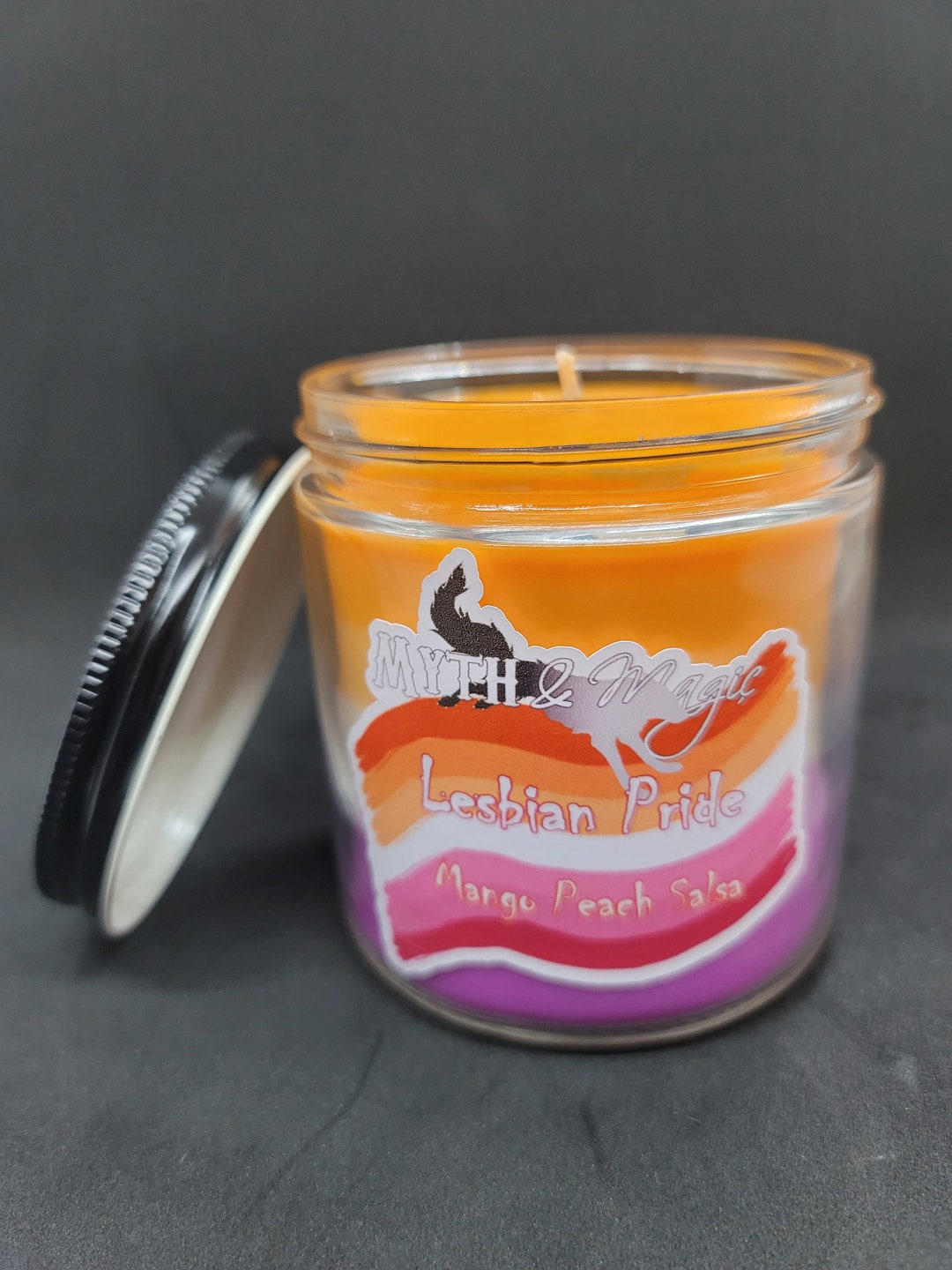 Lesbian Flag Candle | Mango Peach Salsa | LGBT Pride - Etsy
