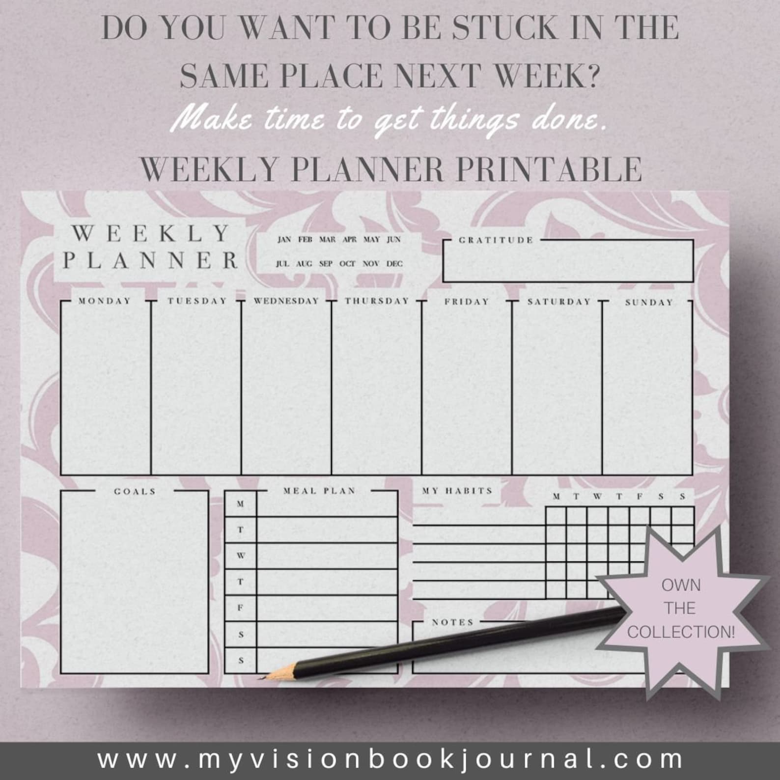 Weekly Vision Planner Printable - Instant Download - US Letter - Etsy