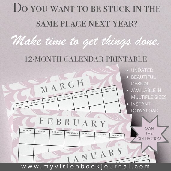 12-month Undated Calendar Printables Instant Download A4 | Etsy