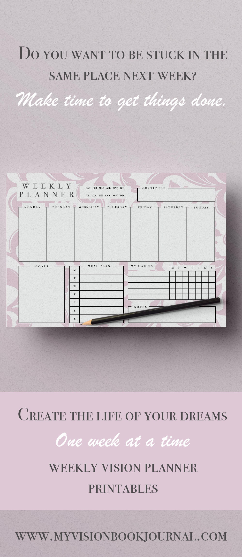 Weekly Vision Planner Printable - Instant Download - US Letter - Etsy