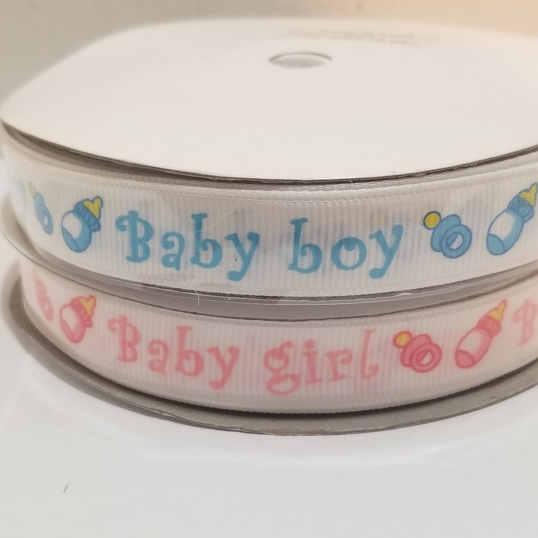 Baby Shower Printed Gross Grain Ribbon Baby Girl / Baby Boy DIY Baby ...