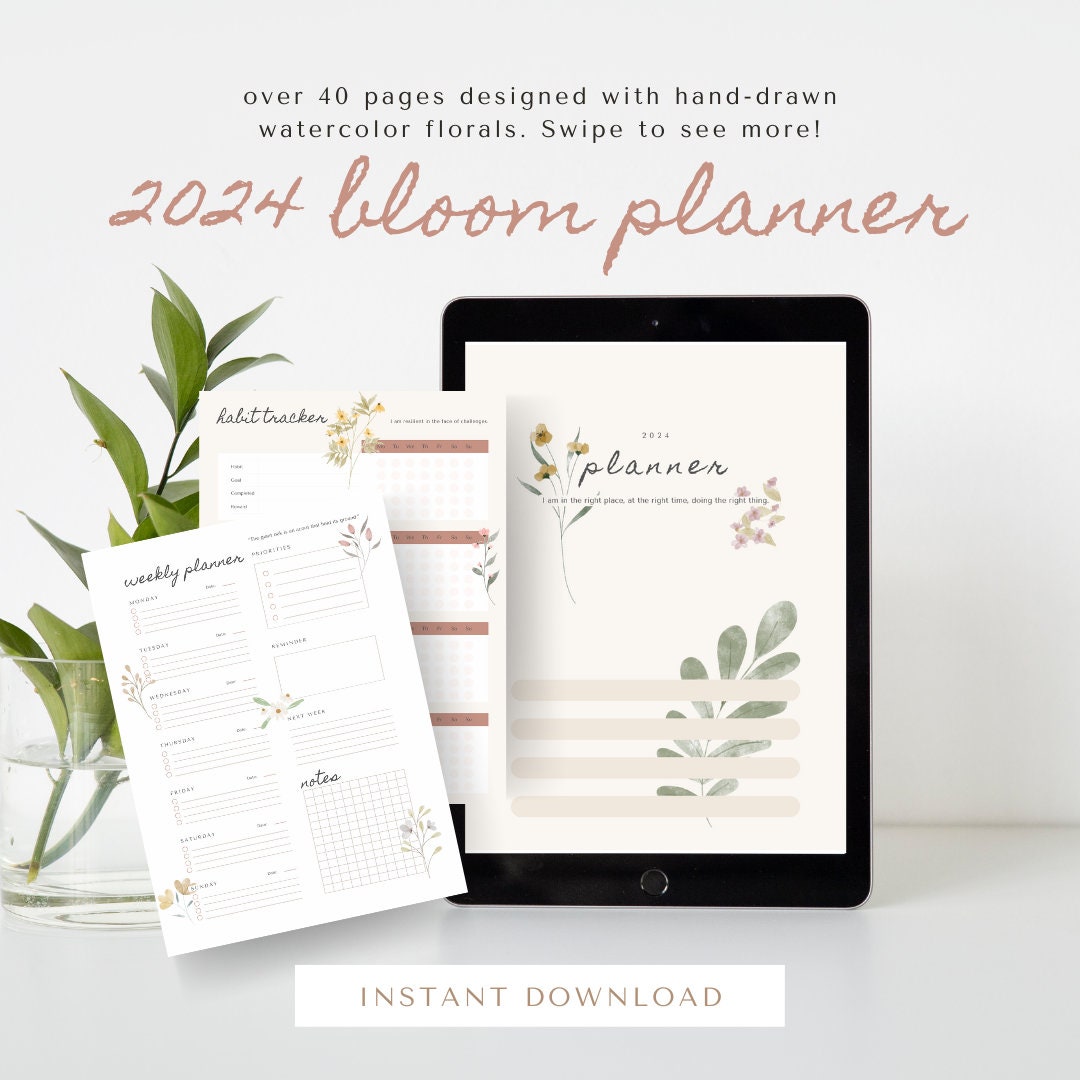 Bloom Planner, Digital Planner 2024 2025 & Undated, Goodnotes Planner ...