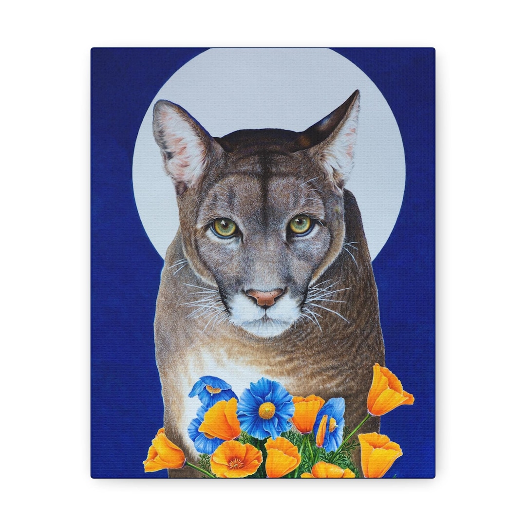 COUGAR PAINTING CANVAS Cougar Print Mountain Lion Puma Art Cougar ...