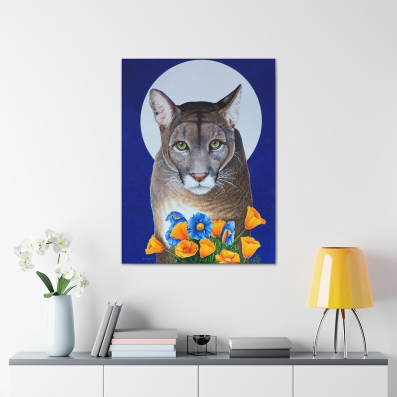 COUGAR PAINTING CANVAS Cougar Print Mountain Lion Puma Art Cougar ...