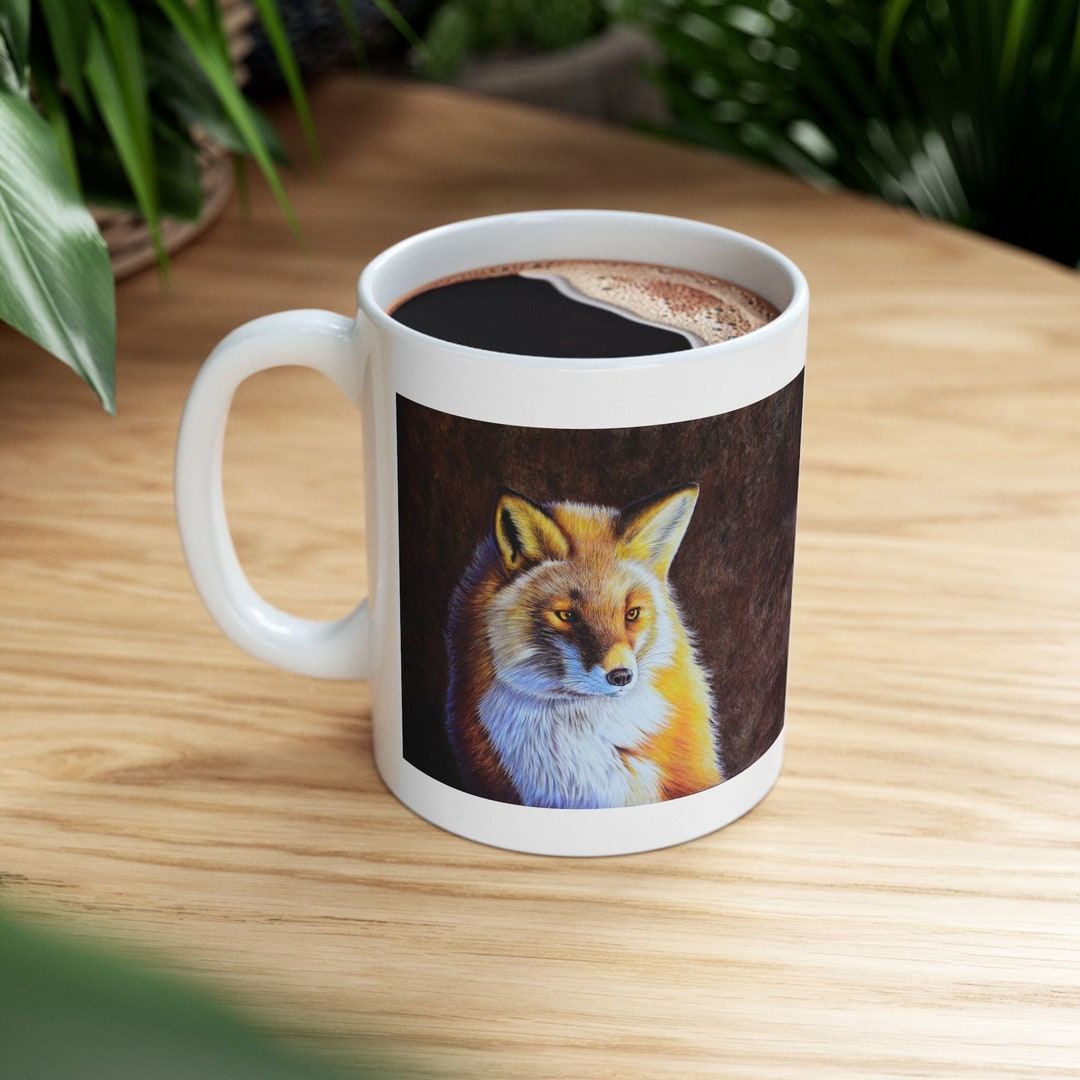 FOX ART MUG Fox Artwork Cup Fox Mug Art Fox Coffee Cup Fox Print Mug ...