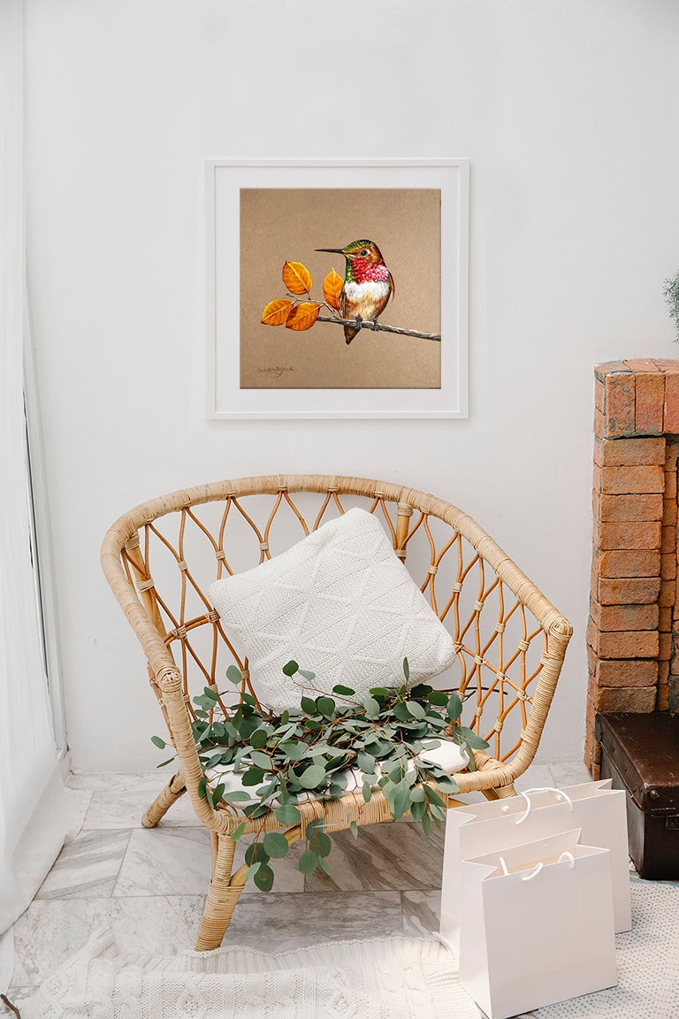RUFOUS HUMMINGBIRD ART Print Hummingbird Giclee by Artist Sandra Byland ...