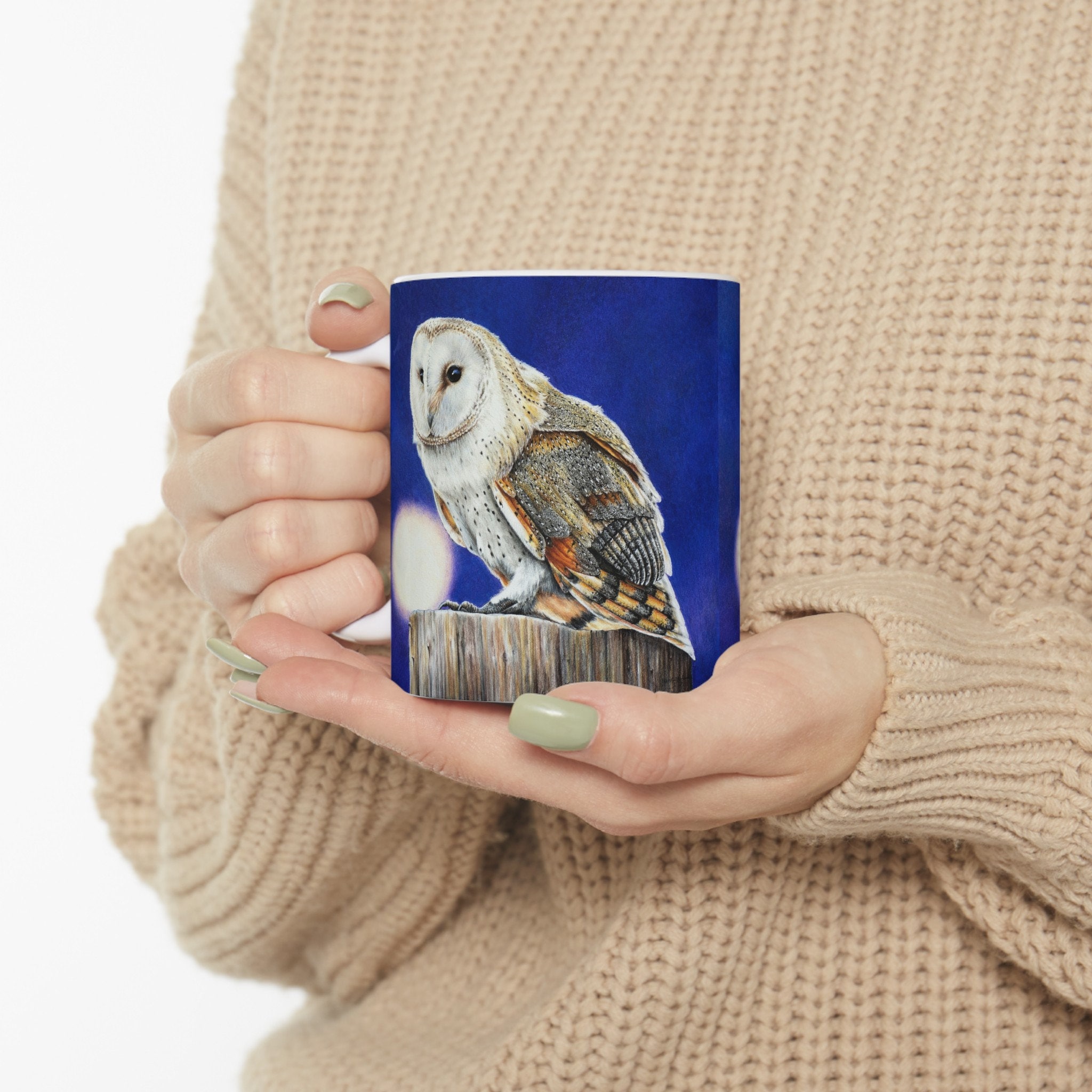 OWL MUG Owl Art Mug Owl Artwork Cup Owl Coffee Mug Barn Owl Mug Owl ...