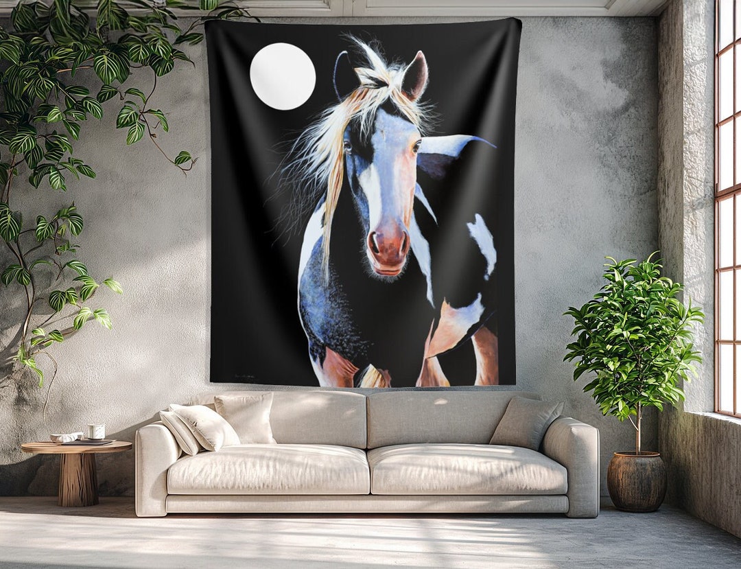 HORSE WALL TAPESTRY Horse Wall Hanging Art Print Pinto Horse Tapestry ...