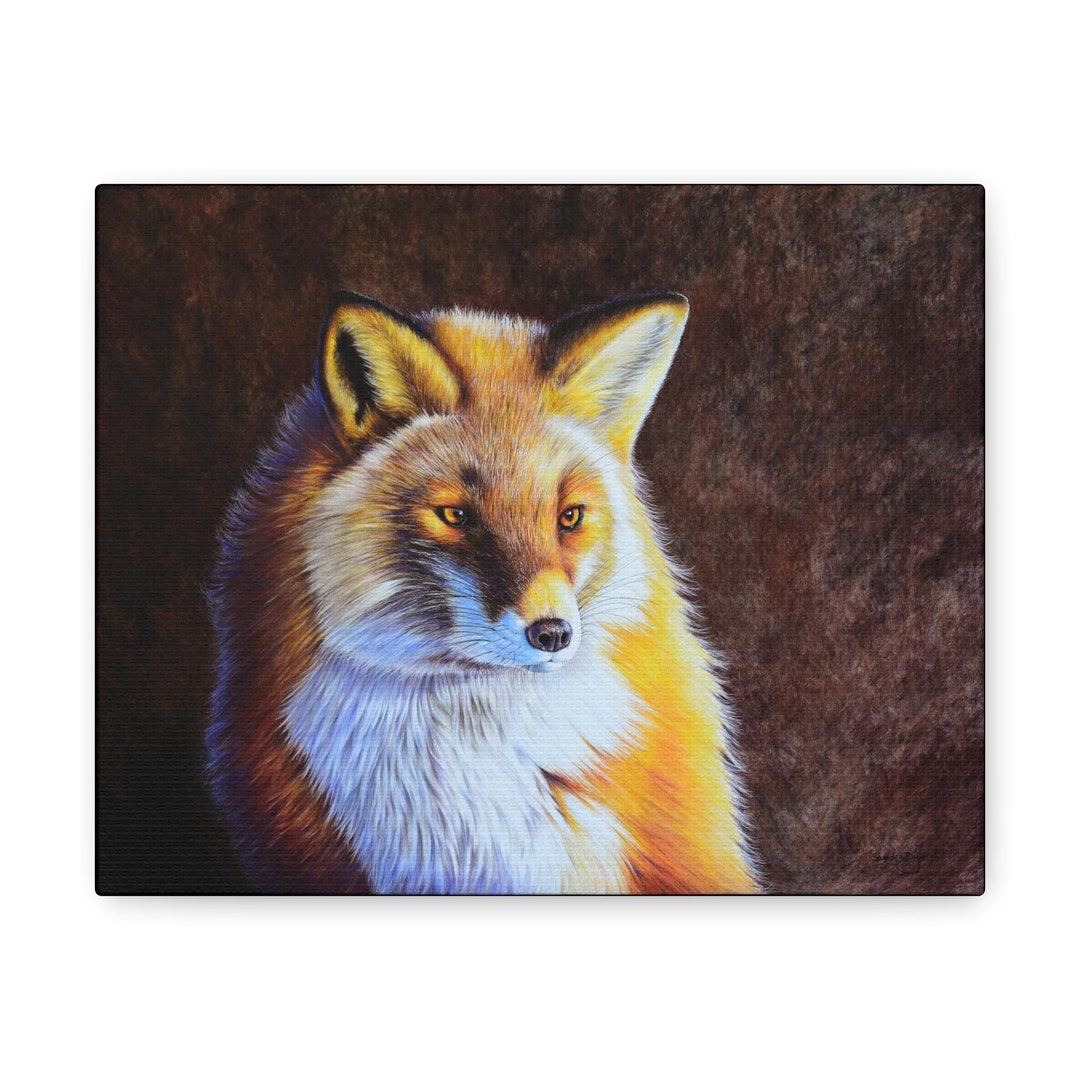 FOX ART PRINT Canvas Fox Artwork Fox Canvas Wall Art Fox Print Red Fox ...