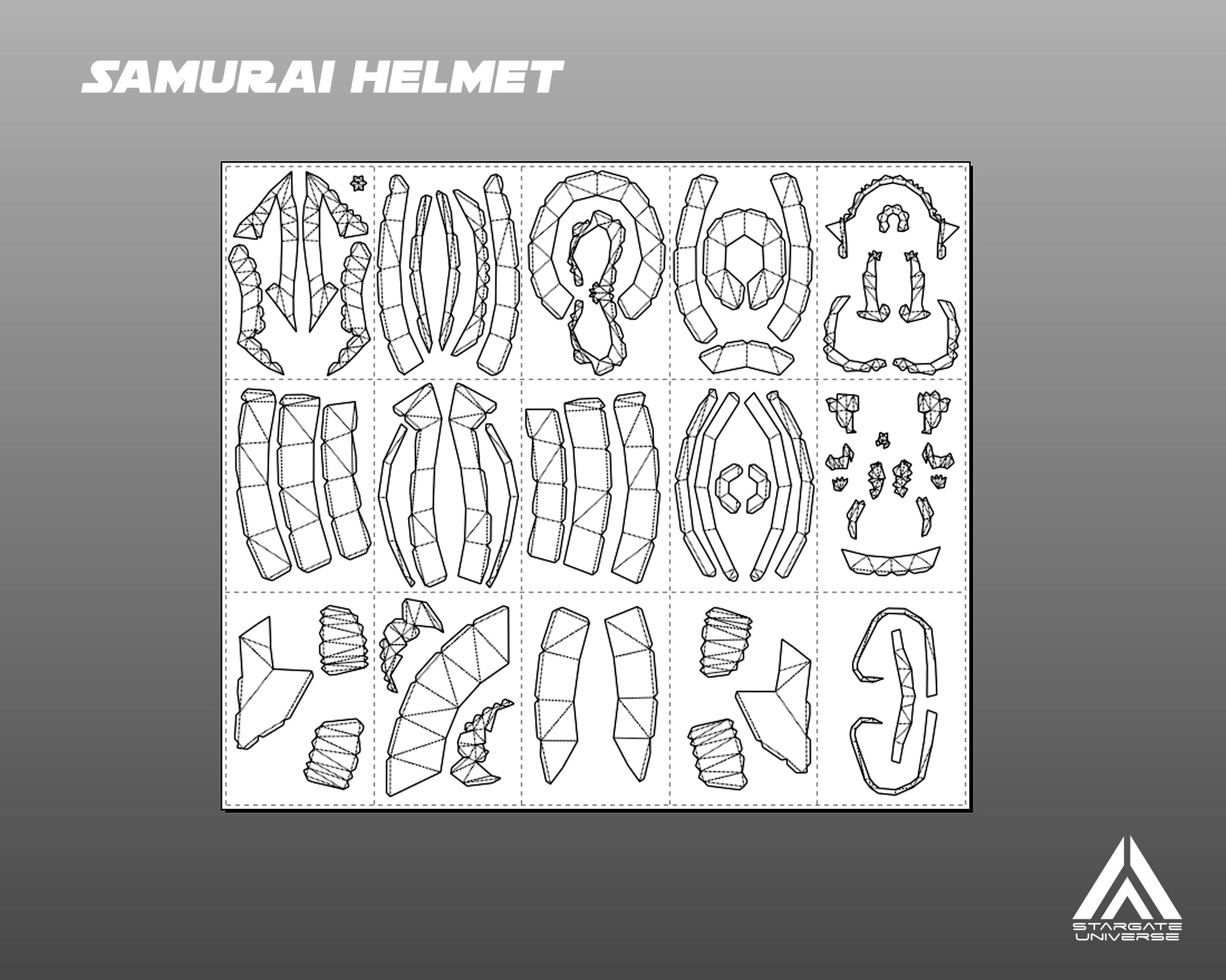Samurai Helmet Kabuto Template for Cosplay Pepakura .PDO .PDF Files ...