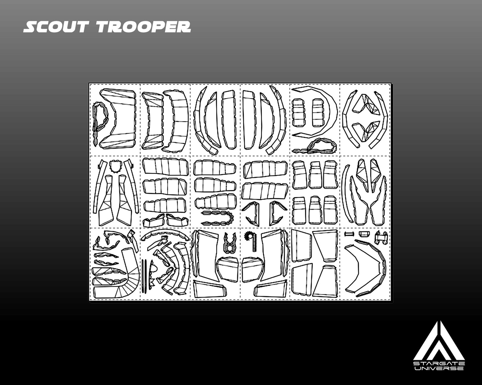 Scout Trooper Helmet 3D Model Template for Cosplay Pepakura .PDO .PDF ...