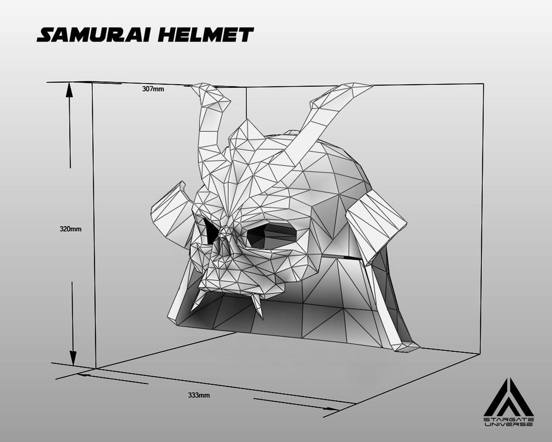 Samurai Helmet Kabuto Template for Cosplay Pepakura .PDO .PDF Files ...