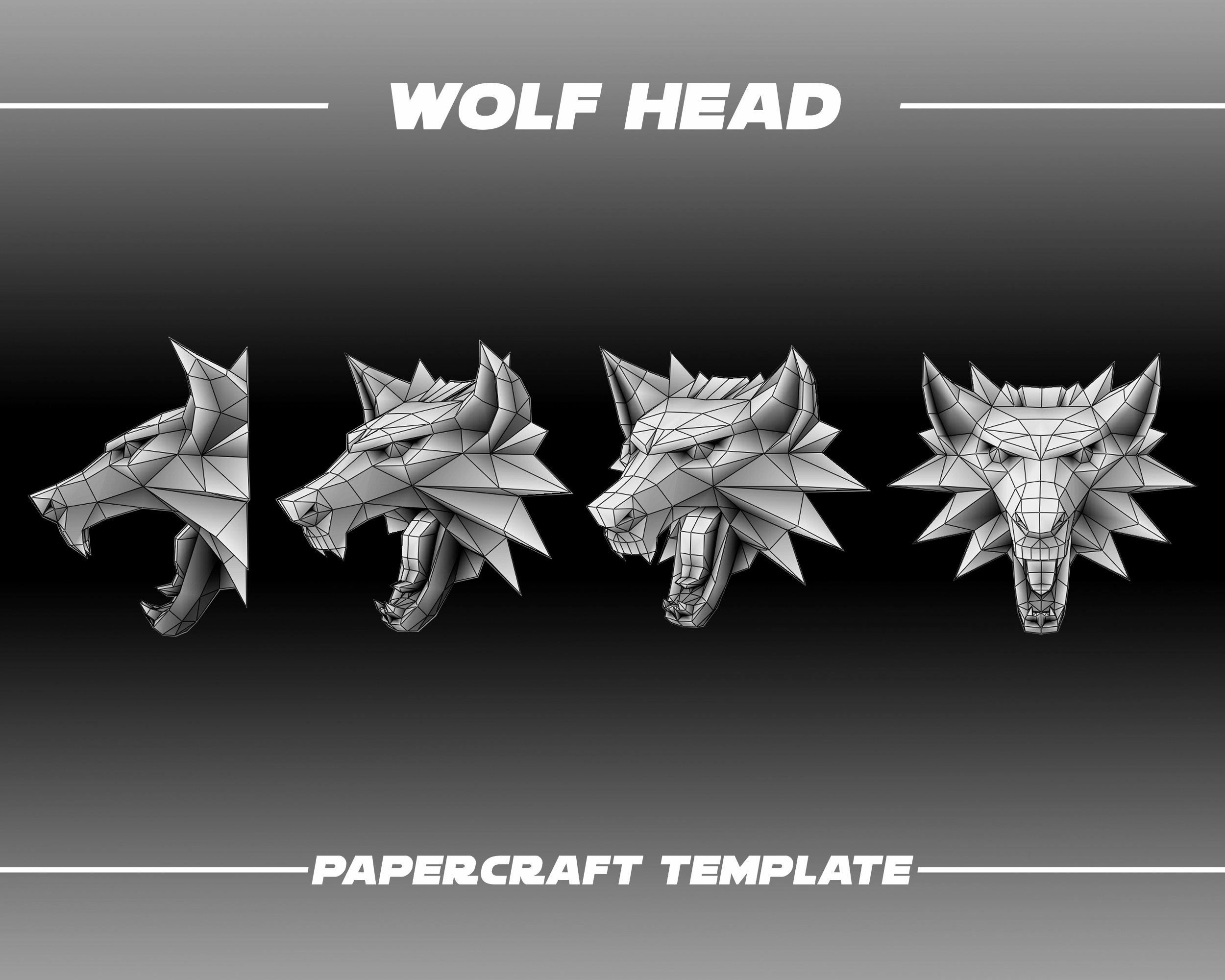 Wolf Head Template Pepakura .PDO .PDF Files Instant Download Pattern ...