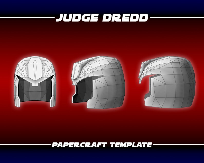 Judge Dredd Helmet Template for Cosplay Pepakura .PDO .PDF Files ...