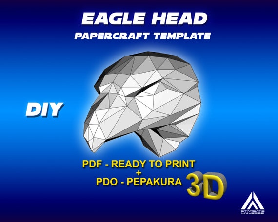 Eagle Head Template Low Poly .PDO .PDF Files Instant Download | Etsy