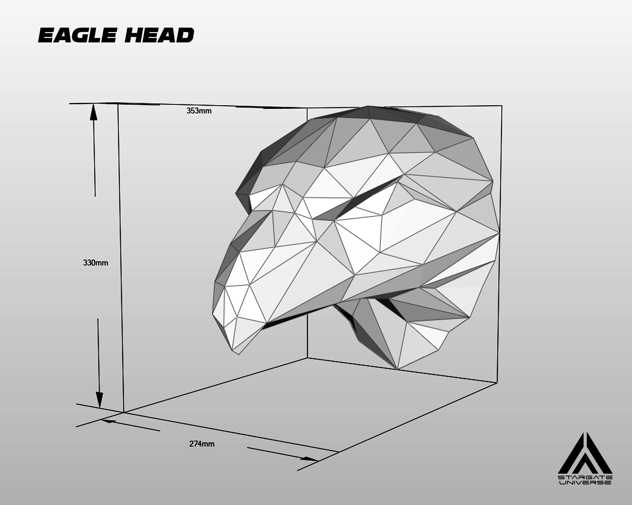 Eagle Head Template Low Poly .PDO .PDF Files Instant Download Pattern Ready to Print Papercraft ...