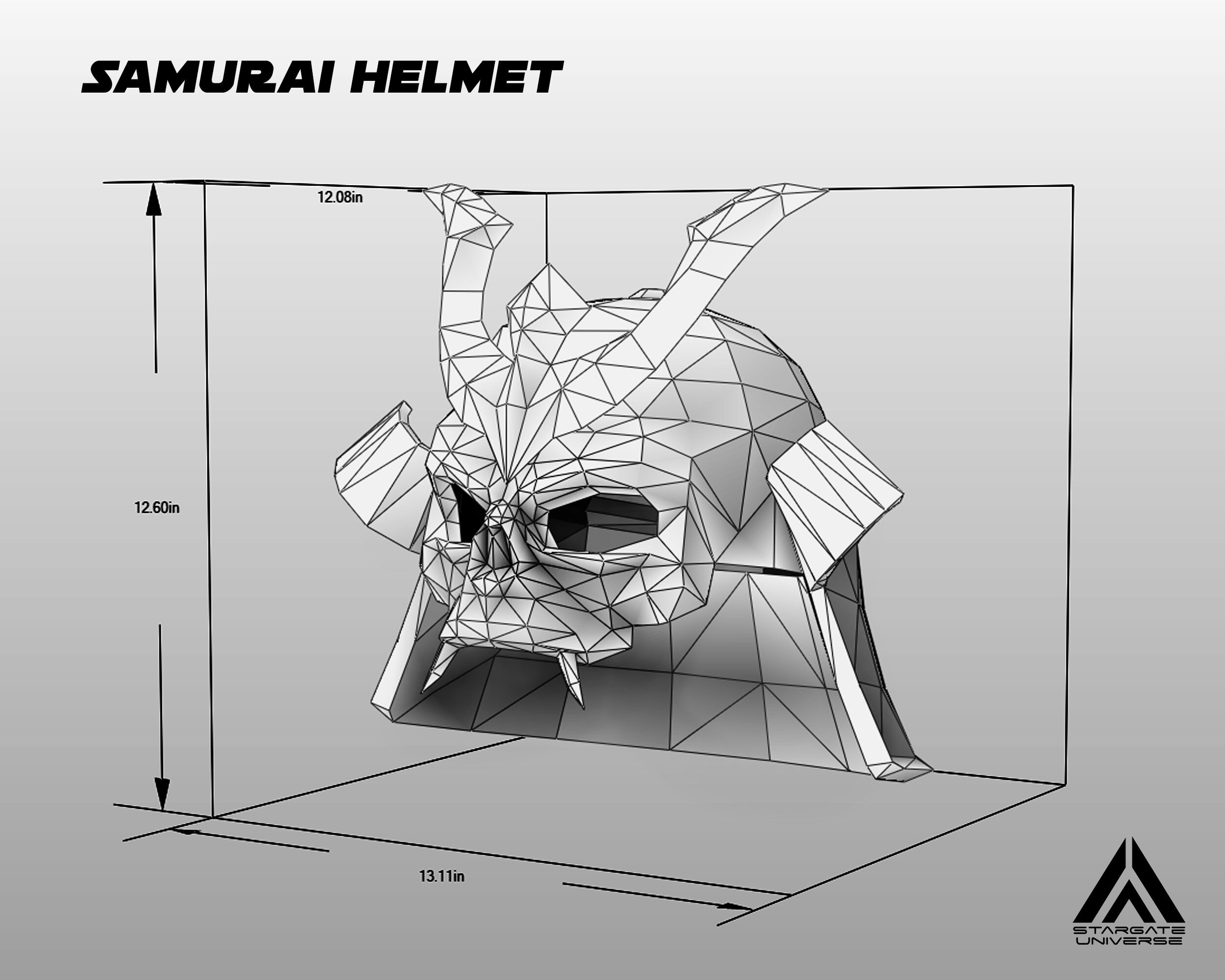 Samurai Helmet Kabuto Template for Cosplay Pepakura .PDO .PDF Files ...