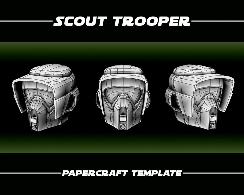 Scout Trooper Helmet 3D Model Template for Cosplay Pepakura .PDO .PDF ...