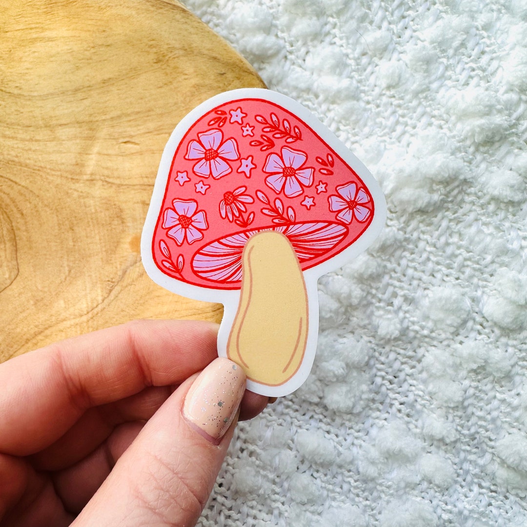 Floral Doodle Mushroom, Sticker - Etsy