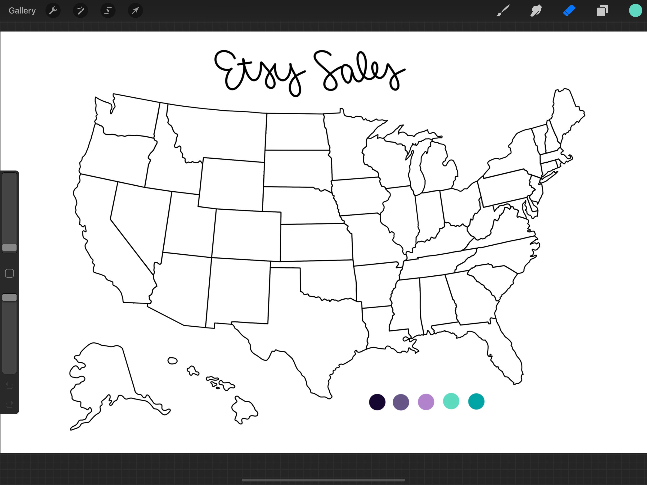 Etsy Sales Map * Sales Map * Sales Tracker * PROCREATE DIGITAL DOWNLOAD ...