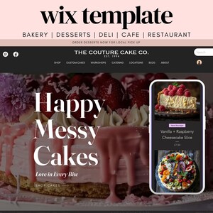 Cake Website Wix Template for Bakery Pastry Shop Website Design, Wix ...