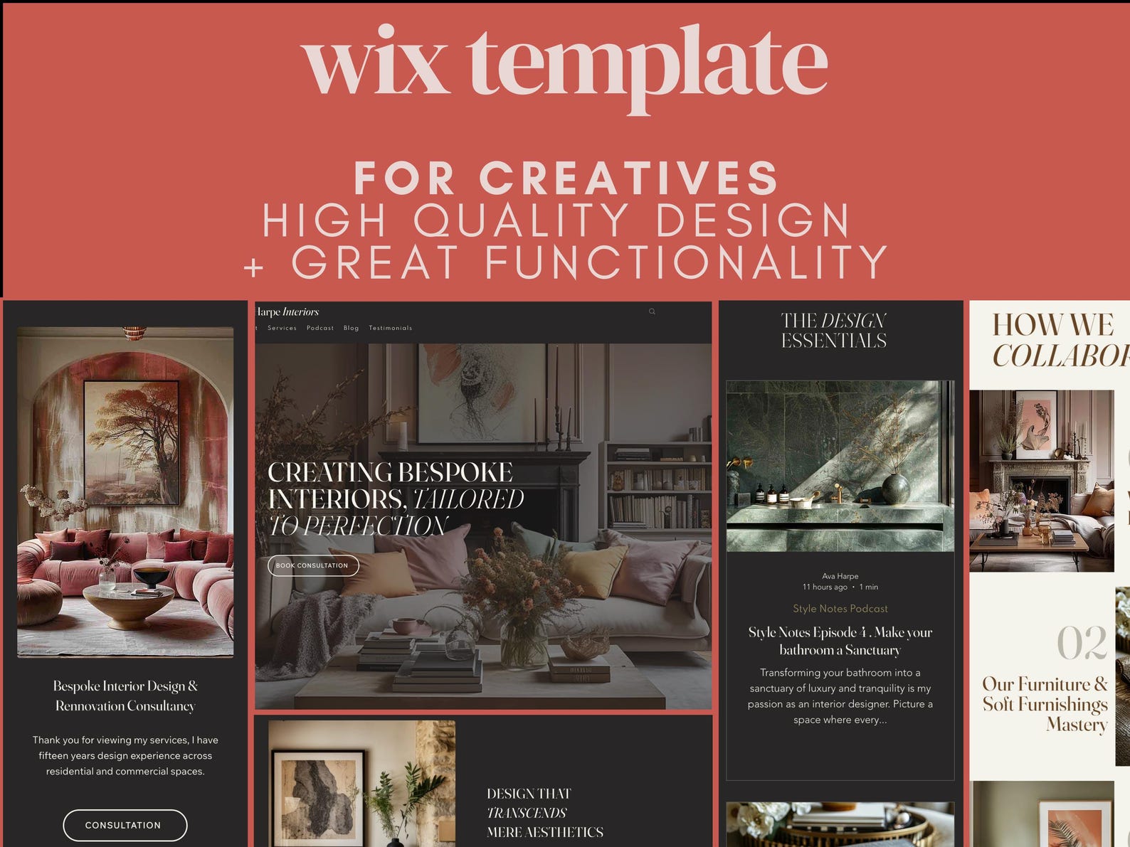 Luxury Wix Template Designer Creative Services Online Bookings Theme ...