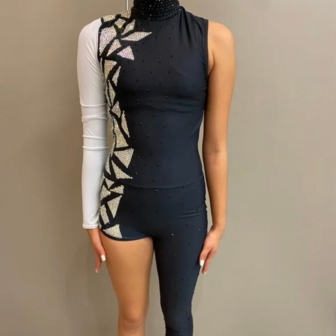 Rhinestone Custom Dance Costume Black and White Contemporary, Lyrical ...
