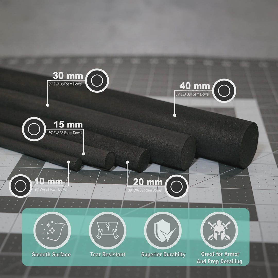 EVA Foam Dowels – Round Dowels Sold in 5 Sizes - (10mm, 15mm, 20mm ...