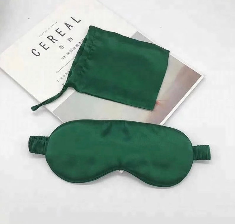 2pc Luxury Green Silk Eye/sleeping Mask Soft Filled Sleep - Etsy