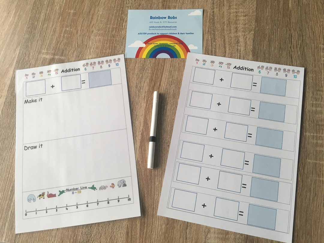 Home Schooling Reception Year 1 Reusable Addition Maths Set 1-10 With ...