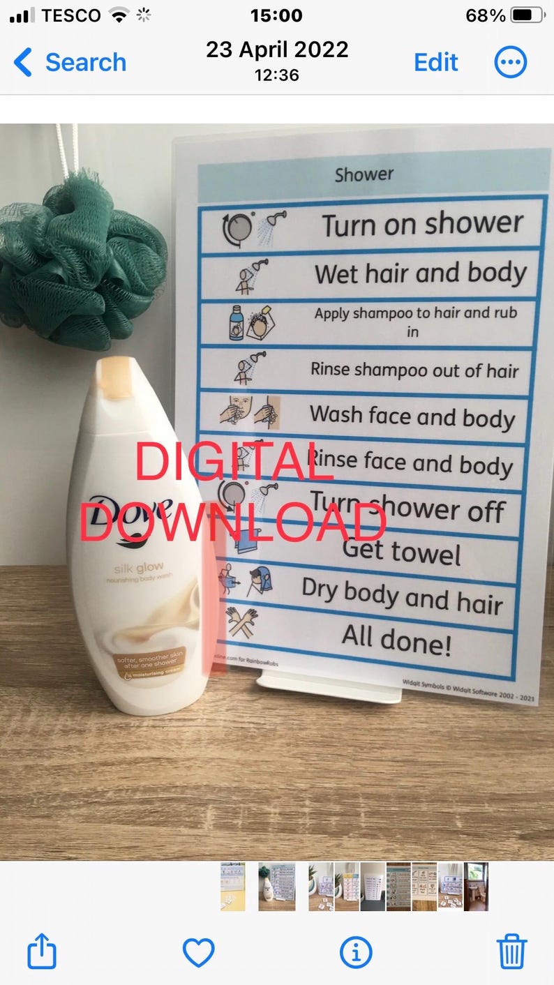 Shower Instructions Teenage Hygiene Chart With Visuals Asd/adhd/sen ...