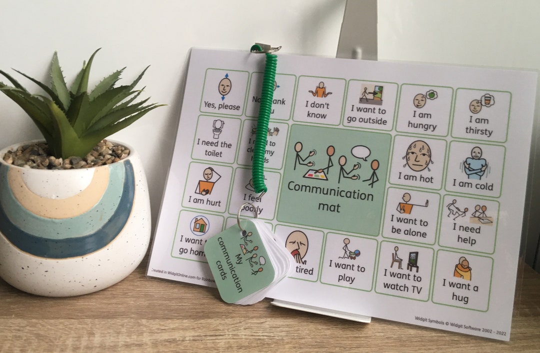 Communication Flash Cards on a Keyring & Communication Mat Set - ASD ...