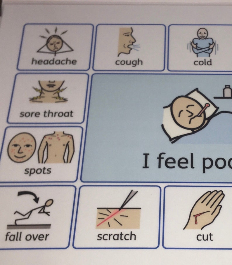 I Feel Poorly/sickness Visual Keyring & Communication Mat ASD | Etsy