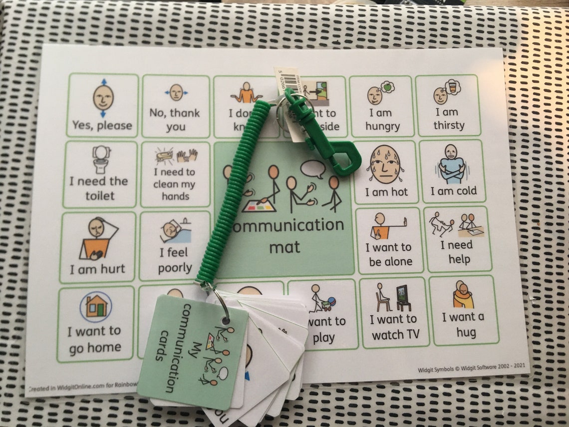 Communication Flash Cards on a Keyring & Communication Mat Set | Etsy